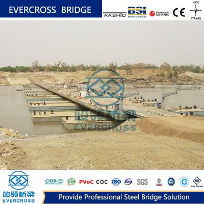 China Temporary Floating Pontoon Bridge Steel Beam Structure 10M-300M Span for 100T Heavy Equipment Transport for sale