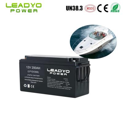 China Rechargeable IP66 Lithium ion Marine Battery 12V 200Ah  LiFePO4 Deep Cycle Batteries with Smart App for sale