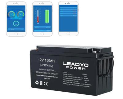 China Rechargeable Lithium ion Marine Battery 12v 150Ah Deep Cycle LiFePO4 Batteries with Bluetooth App for sale