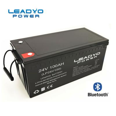China Smart Lithium ion Marine Battery 24v 100Ah Deep Cycle Lifepo4 Batteries for Boat Yachts with Bluetooth for sale