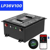China 36V 100Ah 200Amp 36.8V Bluetooth LiFePO4 Lithium Golf Cart Battery with Round LCD ,5yrs Warranty for sale
