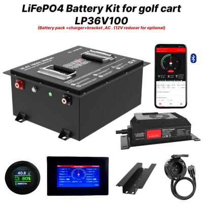 China 36V 100Ah 200Amp 36.8V Bluetooth LiFePO4 Lithium Golf Cart Battery Conversion Kit for sale