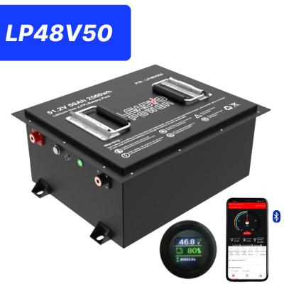 China 48V 50Ah 51.2V2 150Amp LiFePO4 Golf Cart Battery W/h LCD Display And Bluetooth for sale