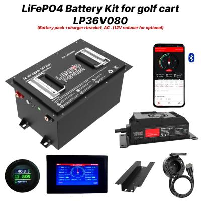 China 36V 80Ah 150Amp (36.8V) Bluetooth LiFePO4 Lithium Golf Cart Battery Coversion Kit for sale