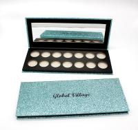 China 14 Pans Eye Shadow Case 27mm Glitter Paper Eyeshadow Palette With Mirror for sale