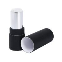 China Black Paper Lipstick Tube Packaging Customized With Shiny Silver Mechanism for sale