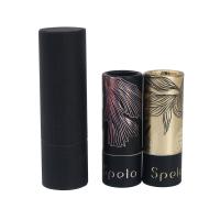 China Black Hot Stamping Mini Paper Lipstick Tubes Customized Matte Golden Logo for sale