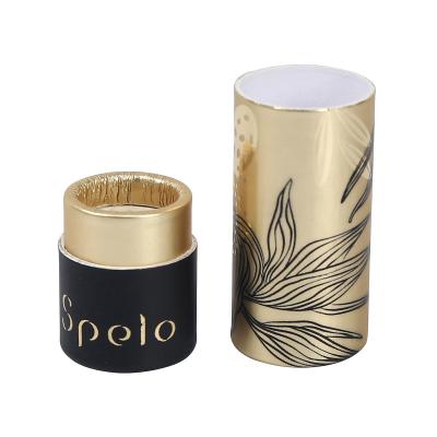 China Black Hot Stamping Mini Paper Lipstick Tubes Customized Matte Golden Logo for sale