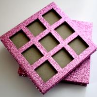 China 9 Holes Custom Empty Eyeshadow Palette Glitter Paper Decoration With Mirror for sale