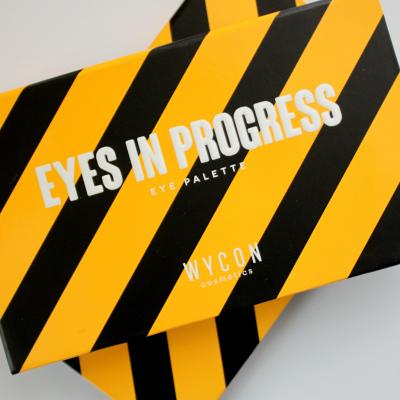 China Yellow Stripe 8 Pan Empty Eyeshadow Palette Embossed With Shiny UV for sale