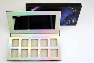 China 10 Pans Empty Eyeshadow Palette Case CMYK Printing With Shiny Holographic Paper for sale
