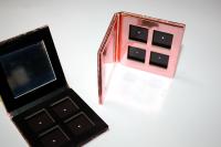 China Refillable Paper Empty Magnetic Palette Metalized Rose Gold 4 Pan Eyeshadow Palette for sale