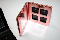 China Refillable Paper Empty Magnetic Palette Metalized Rose Gold 4 Pan Eyeshadow Palette for sale