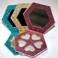 China Hexagon Makeup Empty Eyeshadow Palette Packaging With Glitter Paper for sale