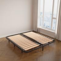 China Foshan Wide Slatted Metal Bed Frame Customizable Color and Size Foldable Double Bed for sale
