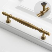 China Retro Furniture Hardware Brass Cabinet Wardrobe Handle Kitchen Bedroom Living Room Furniture Handle Metal Spare Parts for sale