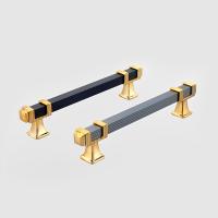 China European-style Aluminum Alloy square Pull Handle Two-tone Spliced Vertical Grain Handle for Home Cabinet Drawer & Wardrobe Doors for sale