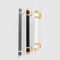 China European-style Aluminum Alloy square Pull Handle Two-tone Spliced Vertical Grain Handle for Home Cabinet Drawer & Wardrobe Doors for sale