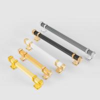 China European-style Aluminum Alloy square Pull Handle Two-tone Spliced Vertical Grain Handle for Home Cabinet Drawer & Wardrobe Doors for sale