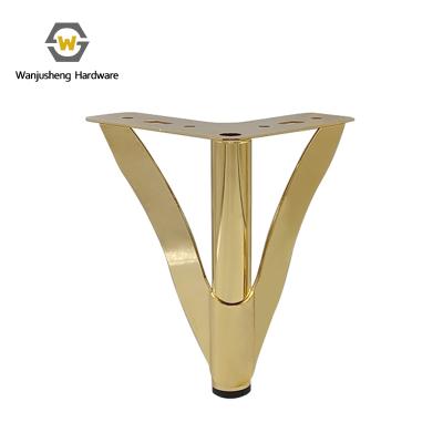 China Wanjusheng Metal Furniture Leg Table Leg Triangle Sofa Popular Gold Y Legs TV Cabinet Supporting Feet for sale