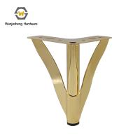 China Wanjusheng Metal Furniture Leg Table Leg Triangle Sofa Popular Gold Y Legs TV Cabinet Supporting Feet for sale