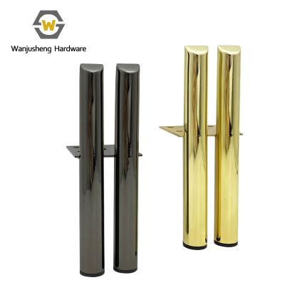 China Gold Double Tube Type 7 Sofa Chair Legs Cabinets Metal Iron Support Furniture Legs Bedside Table Legs for sale