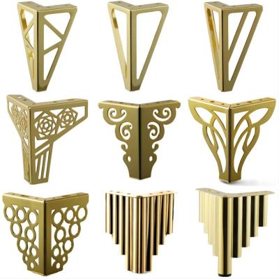 China Wholesale Gold Cutout Sofa Flower Foot Trifork Iron Wrought Metal Furniture Foot Hardware Accessories Bed Legs Stable for sale