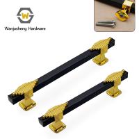 China Black Fluted Aluminum Cabinet Pull Handle Gold Decor Plastic Base Drawer Bar Pull for Wardrobe Kitchen Cabinet Door for sale