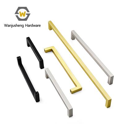 China Modern Minimalist Customized Die-cast Stainless Steel square Handles for Cabinet Wardrobe Door and Drawer Furniture Hardware for sale