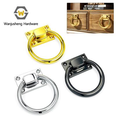 China Modern Minimalist Bright Silver Cabinet Door Handles Ring Drop Pulls Furniture Hardware Accessories for sale