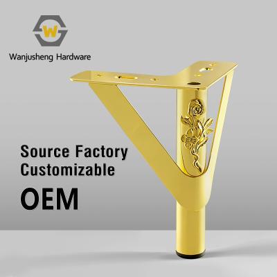 China Metal Floral Embossed Pattern Decorative Sofa Legs Iron Heavy-duty Furniture Feet Luxury Support Legs for Coffee Table & Cabinet for sale