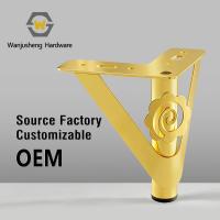 China Hot Sale Electroplated Golden Hollow Rose Triangular Furniture Legs Decorative Metal Support Feet for Cabinet Sideboard Couch for sale