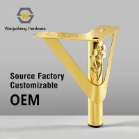 China Metal Triangle Floral Sofa Legs with Anti-Slip Pads Gold Carved Cabinet Support Feet Furniture Leg Hardware Accessories for sale