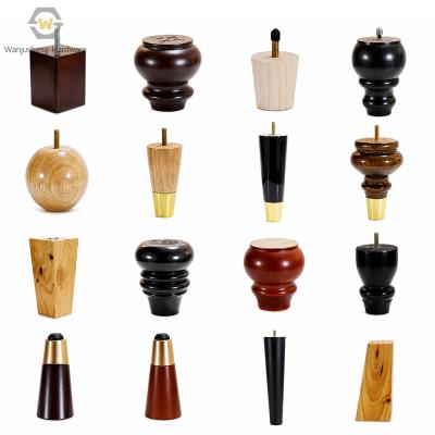 China Custom Solid Wood Furniture Legs Modern Heavy-Duty Solid Wood Cabinet Legs Wooden Support Feet Accessories for Sofas and Chairs for sale
