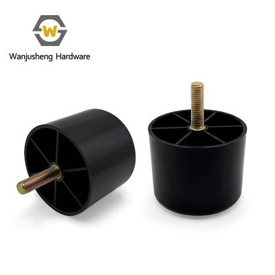 China Thickened Black Cylindrical Plastic Furniture Legs with M8 Screw Cabinet Foot Pads & Hardware Support Feet for Sofas for sale