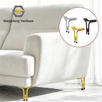 China Heavy-Duty Luxury Metal Furniture Legs Chrome Gold Wire Frame with Three Bead Ornaments Metal Sofa & Cabinet Feet for sale