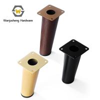 China New Chinese Style Furniture Hardware Wood Grain & Black Sofa Legs Conical Heightening Support Feet for TV Cabinet & Coffee Table for sale