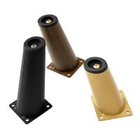 China New Chinese Style Furniture Hardware Wood Grain & Black Sofa Legs Conical Heightening Support Feet for TV Cabinet & Coffee Table for sale