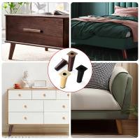 China New Chinese Style Furniture Hardware Wood Grain & Black Sofa Legs Conical Heightening Support Feet for TV Cabinet & Coffee Table for sale
