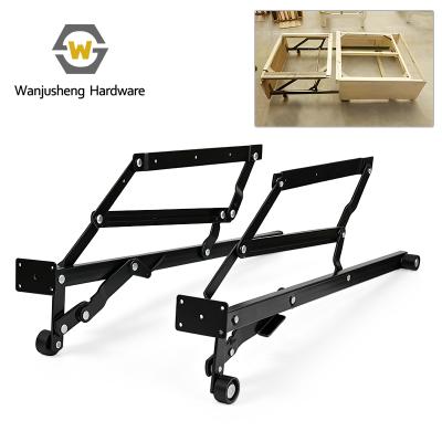 China Space-Saving Multifunctional Furniture Fittings Silent Sliding Sofa Bed Conversion Lifting Mechanism Iron Hinge with Casters for sale