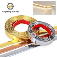 China Self-adhesive PVC Flat Straight Strip Gold Plastic Edge Trim Decorative Edge Wrapping Strip for Background Wall for sale