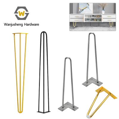 China Thickened Heavy Duty Metal Sofa Legs DIY Easy-to-Detach Iron Steel Bar 2-Line/3-Line Support Legs for Coffee Table Dining for sale