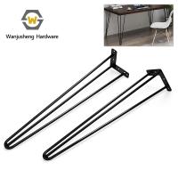 China Minimalist Metal Wire Furniture Legs 2-rod / 3-rod Dining Table Hairpin Legs for sale