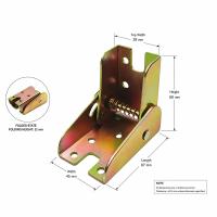 China 90° Fold in Hidden Self Locking Mute Folding Hinge with Push Button Lock Table Leg Connector Furniture Hardware Fitting for sale