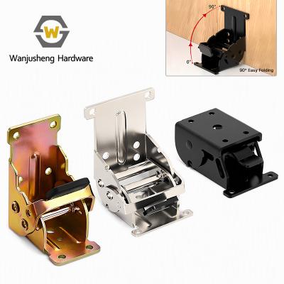 China 90 Degree Folding Self Locking Hinge Silver Table Leg Coffee Table Connecting Hinge Furniture Fixing Hardware Accessories for sale