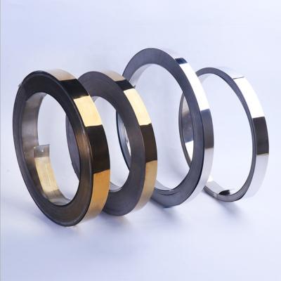 China 100mm Mirror Polished Stainless Steel Strip Decorative SS 201 Slit Edge for sale