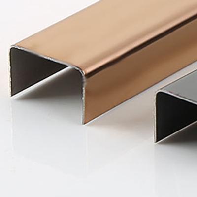 China 304 8mm 12mm Stainless Steel Tile Trim Edge Titanium U Shaped SS Profile for sale