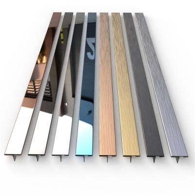 China SS304 External Stainless Steel Tile Trim Angle Polished T and U Profile 0.3 - 3mm for sale