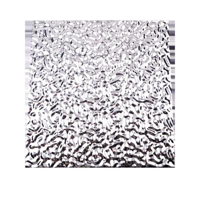 China 304 Silver Stainless Steel Wall Plate Sheets Embossed Black Mirror Water Ripple for sale