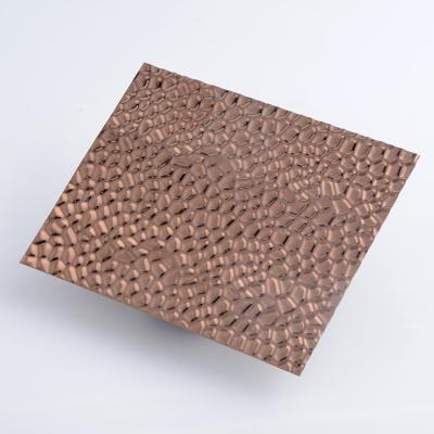 China 304 201 Hammered Stainless Steel Sheet Metal 2B Finish  PVD Rose Gold Color for sale